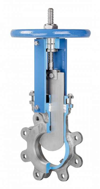 Edelstahl-Messer Schieber angeflanschtes DN25 PN 10 ANSI 150 lbs